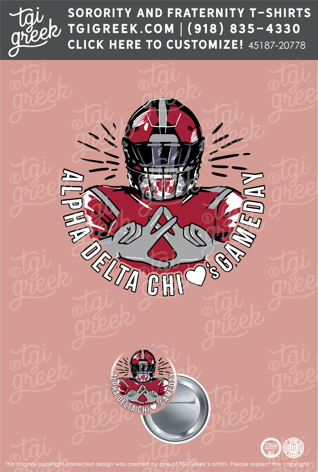 Alpha Delta Chi - UAL Button - TGI Greek