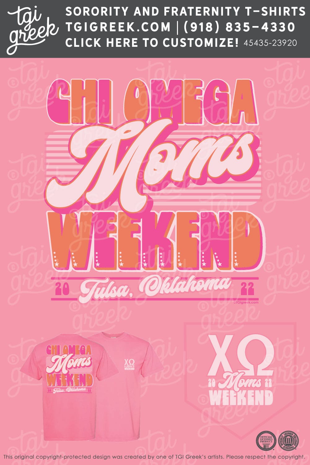TGI - Chi Omega Moms Weekend Type - TGI Greek