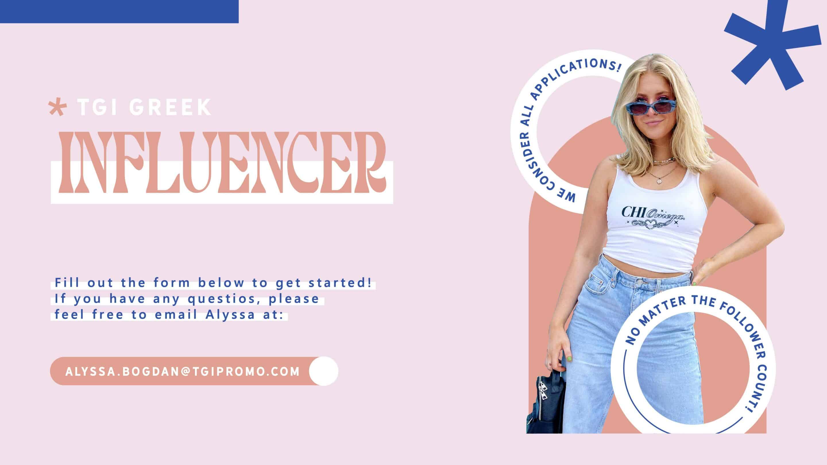 Influencer Sign Up - TGI Greek