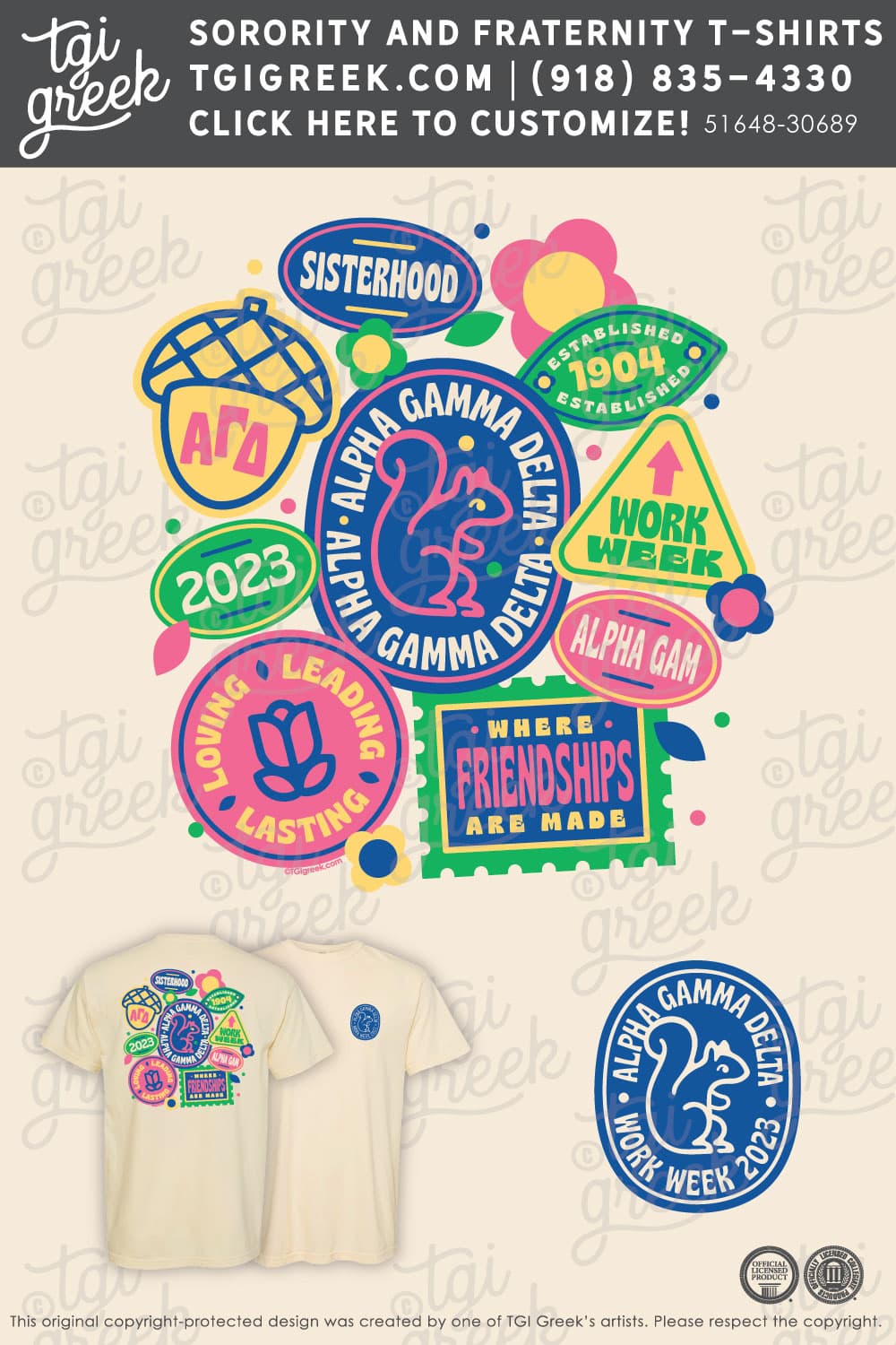 TGI - Alpha Gamma Delta Work Week Stickers - TGI Greek