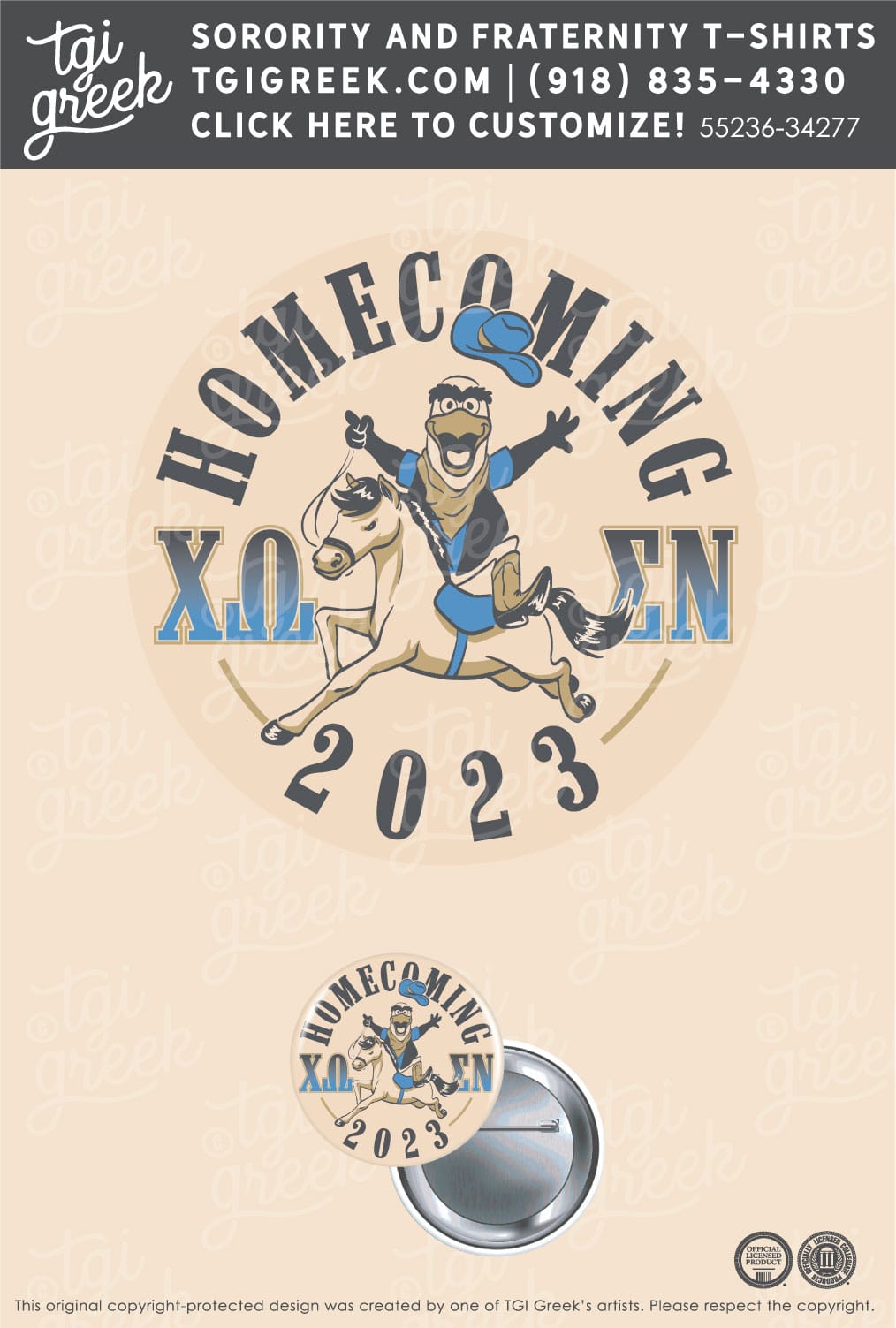 Chi Omega - GSU Homecoming Buttons - TGI Greek