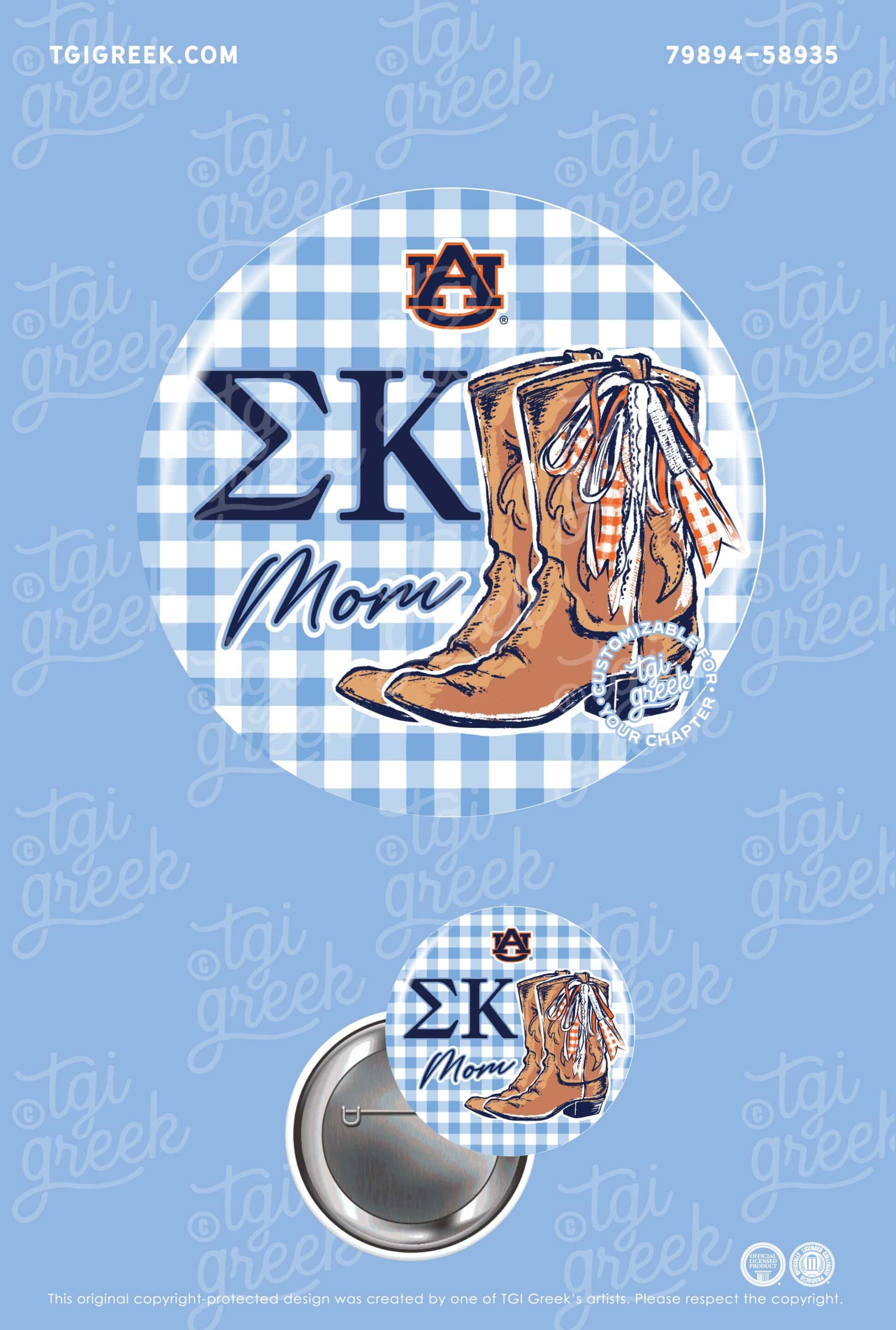 Sigma Kappa - AUB Mom Button - TGI Greek