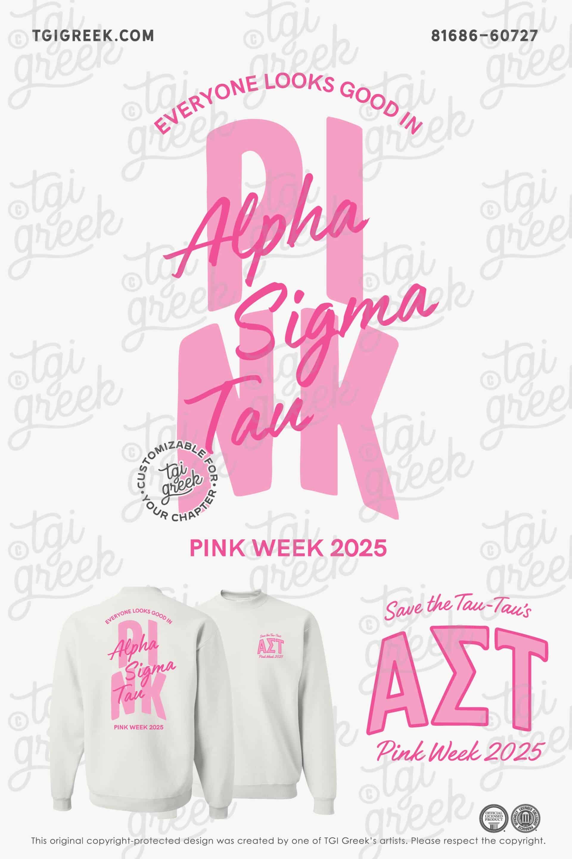 Alpha Sigma Tau - SILU Pink Week Crewneck - TGI Greek
