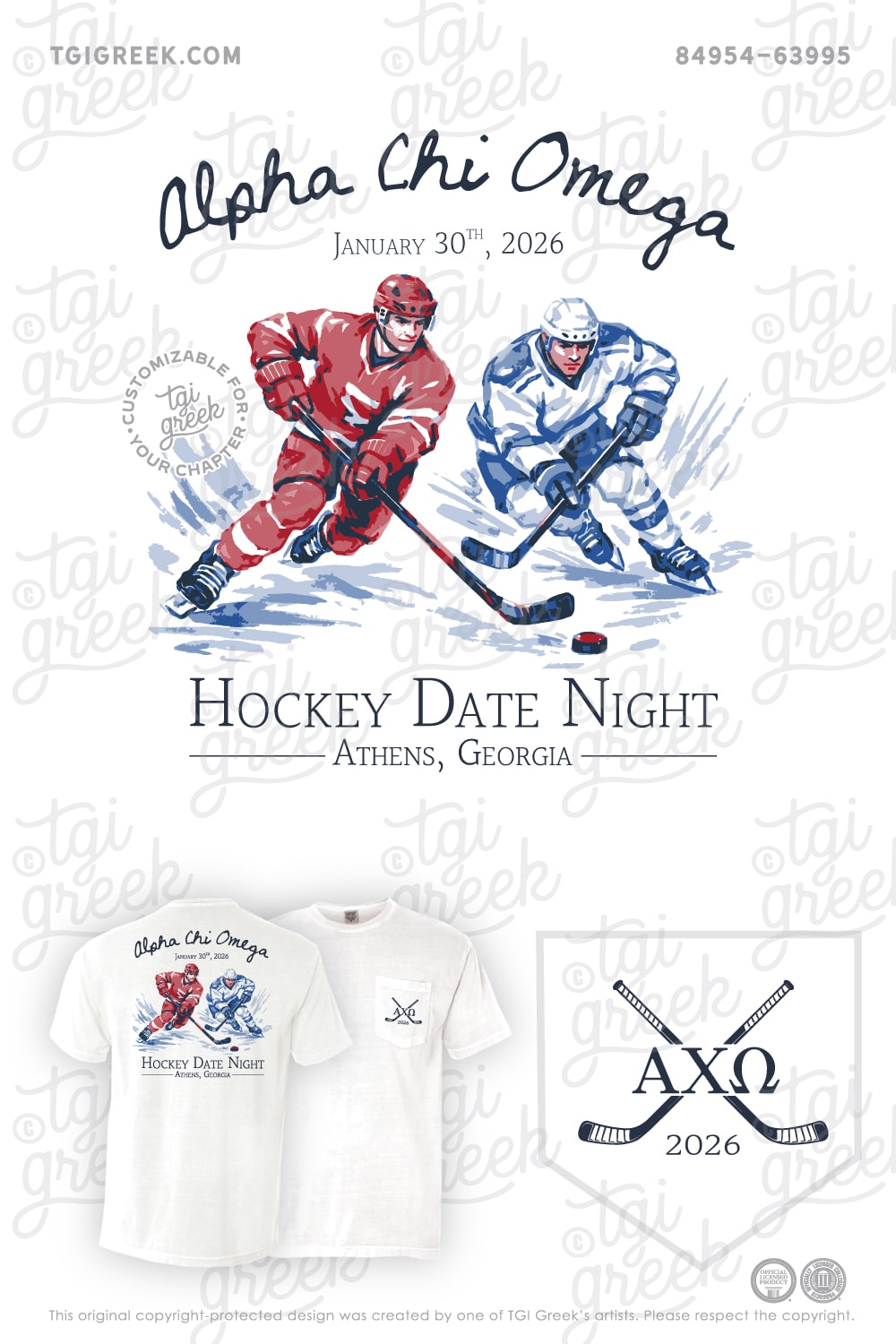 Alpha Chi Omega UGA Hockey Custom Apparel | TGI Greek
